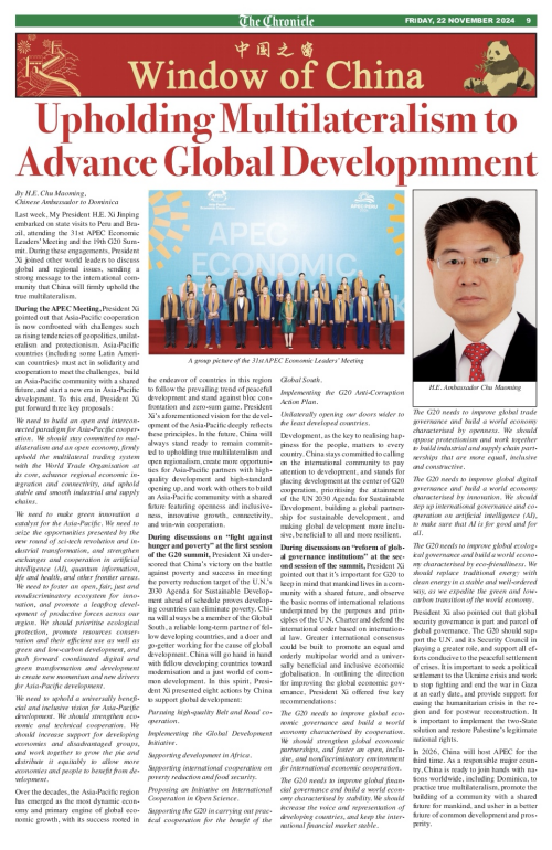 Article Entitled “Upholding Multilateralism to Advance Global Development” by Chinese Ambassador ...